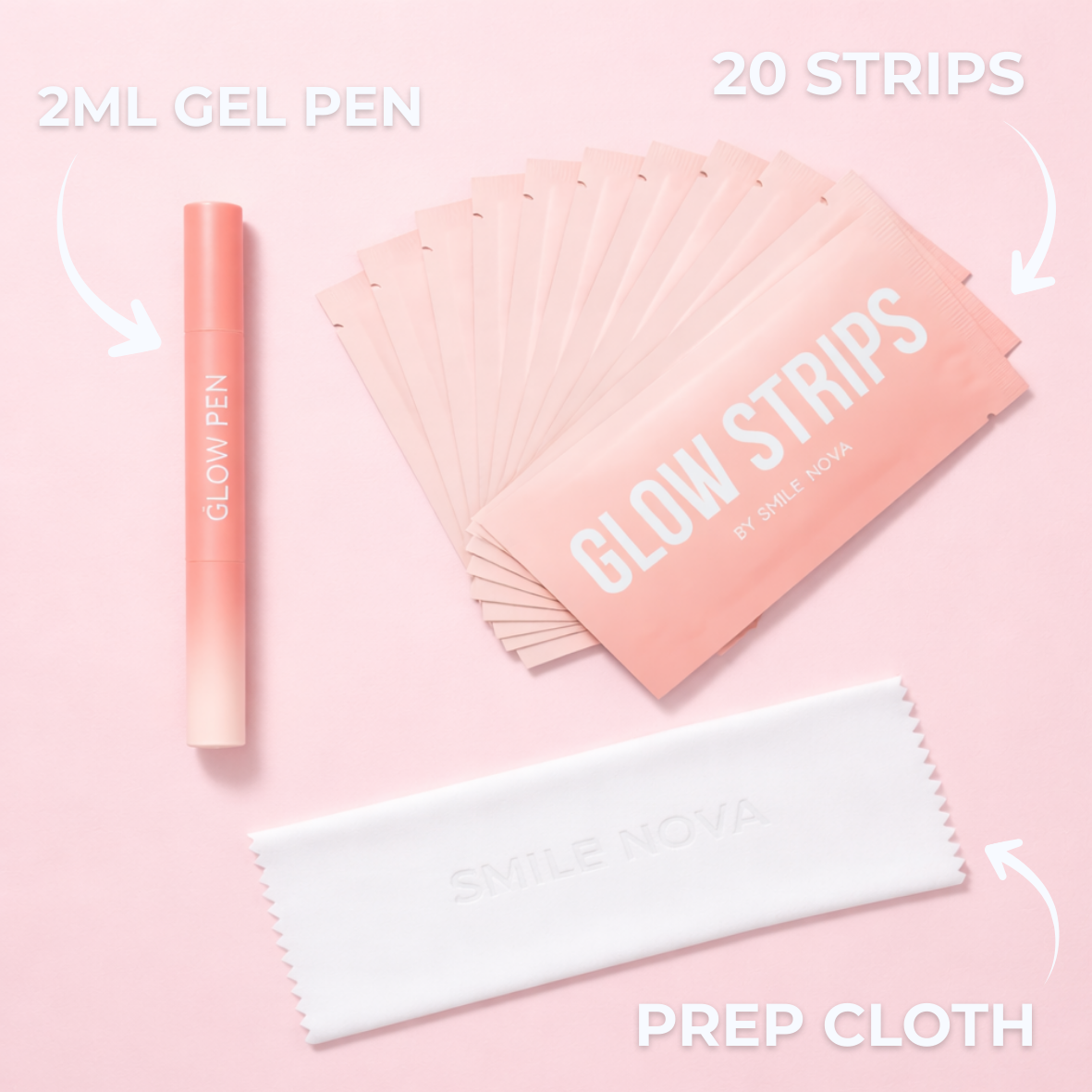 Glow Strips - 10 Express Teeth Whitening Strips & Pen | 8% Professiona ...